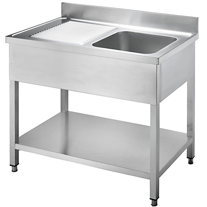 ADM RVS Spoeltafel Bak Rechts - 1400mm breed - 700mm diep met bodemschap