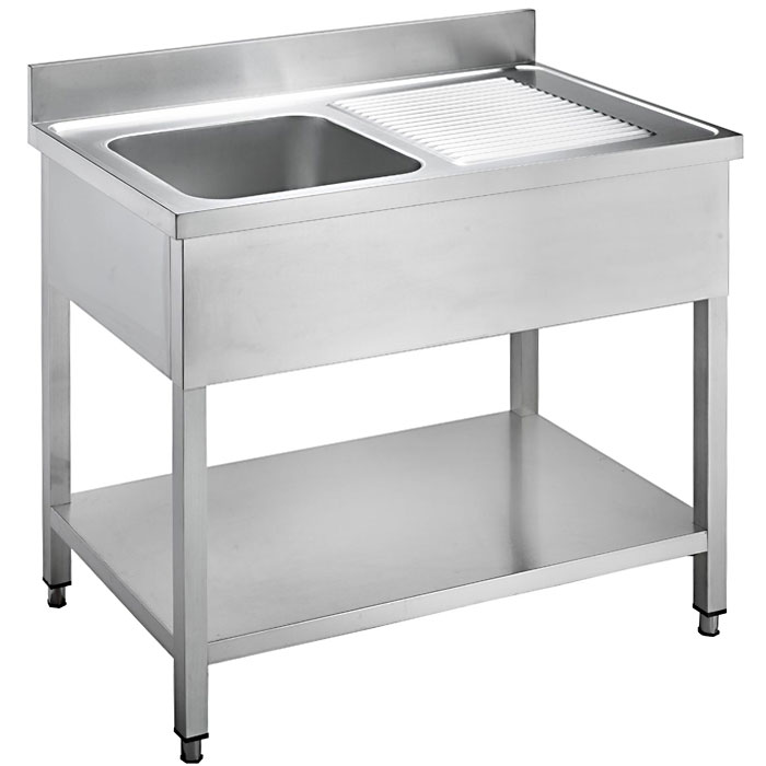 ADM RVS Spoeltafel Bak Links - 1000mm breed - 700mm diep met bodemschap