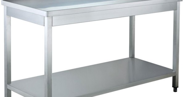 ADM RVS Werktafel 2000mm breed - 700mm diep met bodemschap en achteropstand